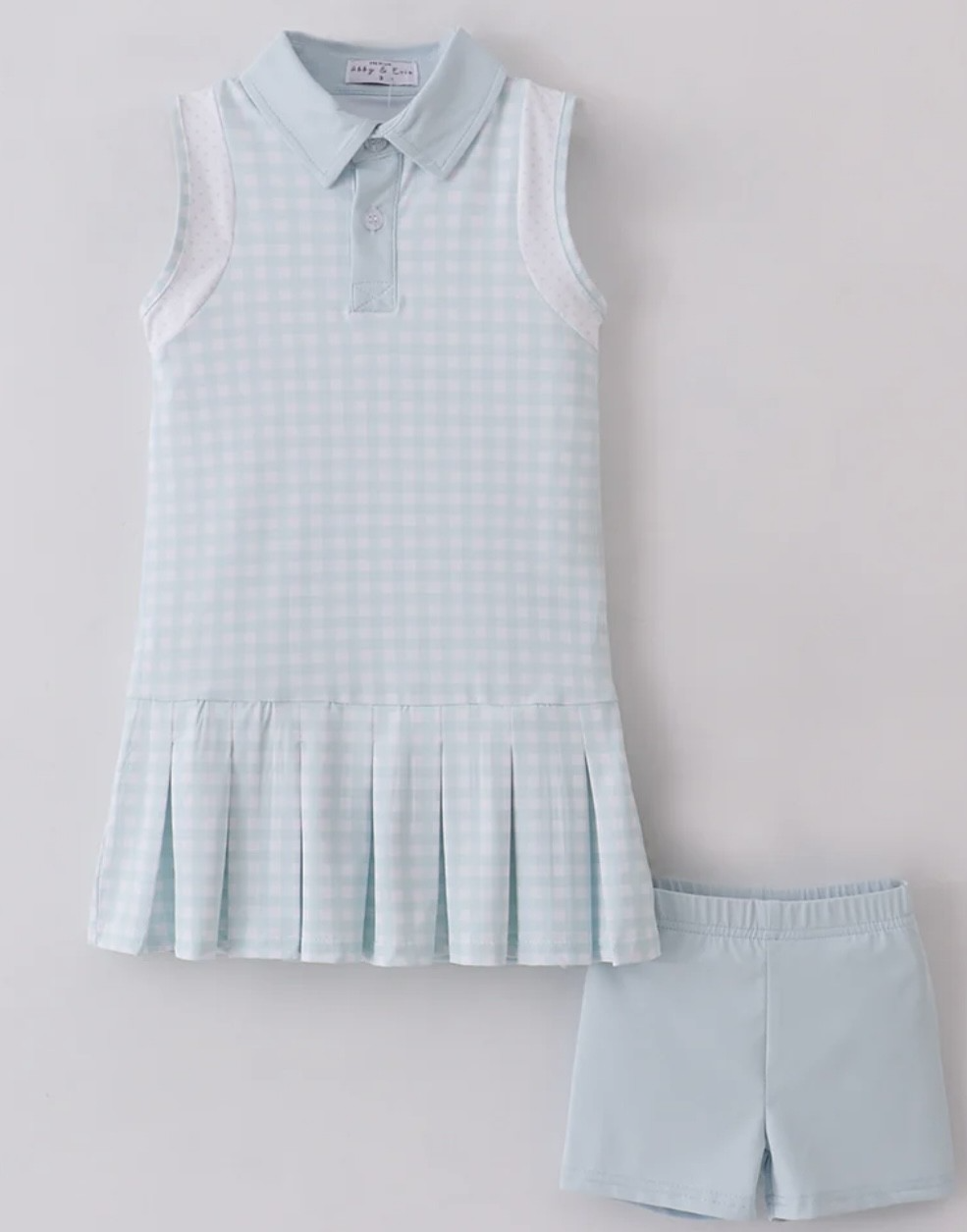 Active Blue gingham dress w/ shorts – BOWS & TIES CHILDREN BOUTIQUE